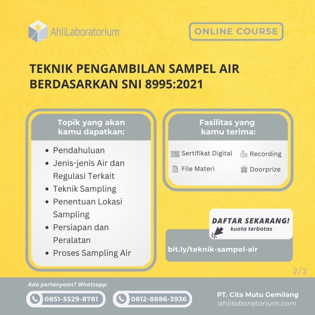 Teknik Pengambilan Sampel Air Berdasarkan SNI 8995:2021 (Online Course)