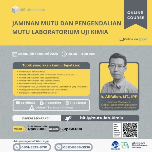 Jaminan Mutu dan Pengendalian Mutu Laboratorium Uji Kimia